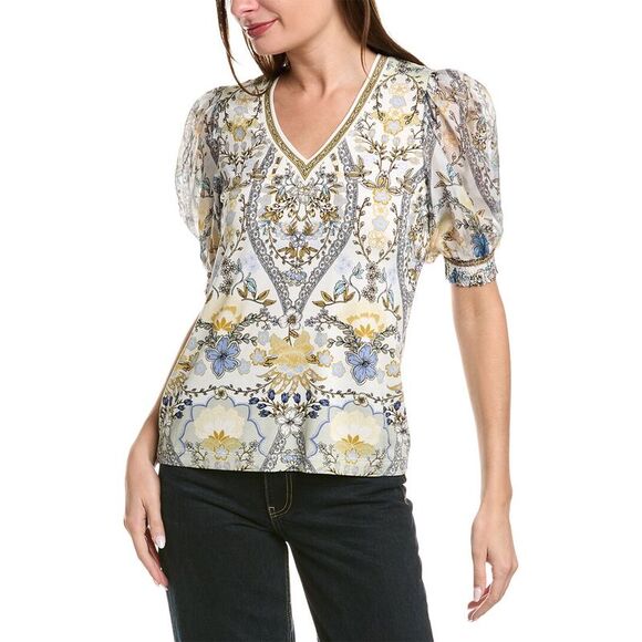 Hale Bob | Tops | Hale Bob Puff Sleeve Silktrim Top | Poshmark
